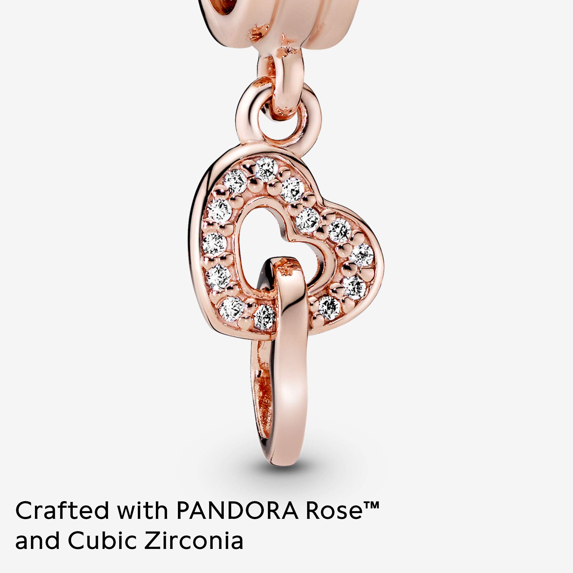 Pandora Jewelry Interlocking Hearts Dangle Cubic Zirconia Charm in Rose