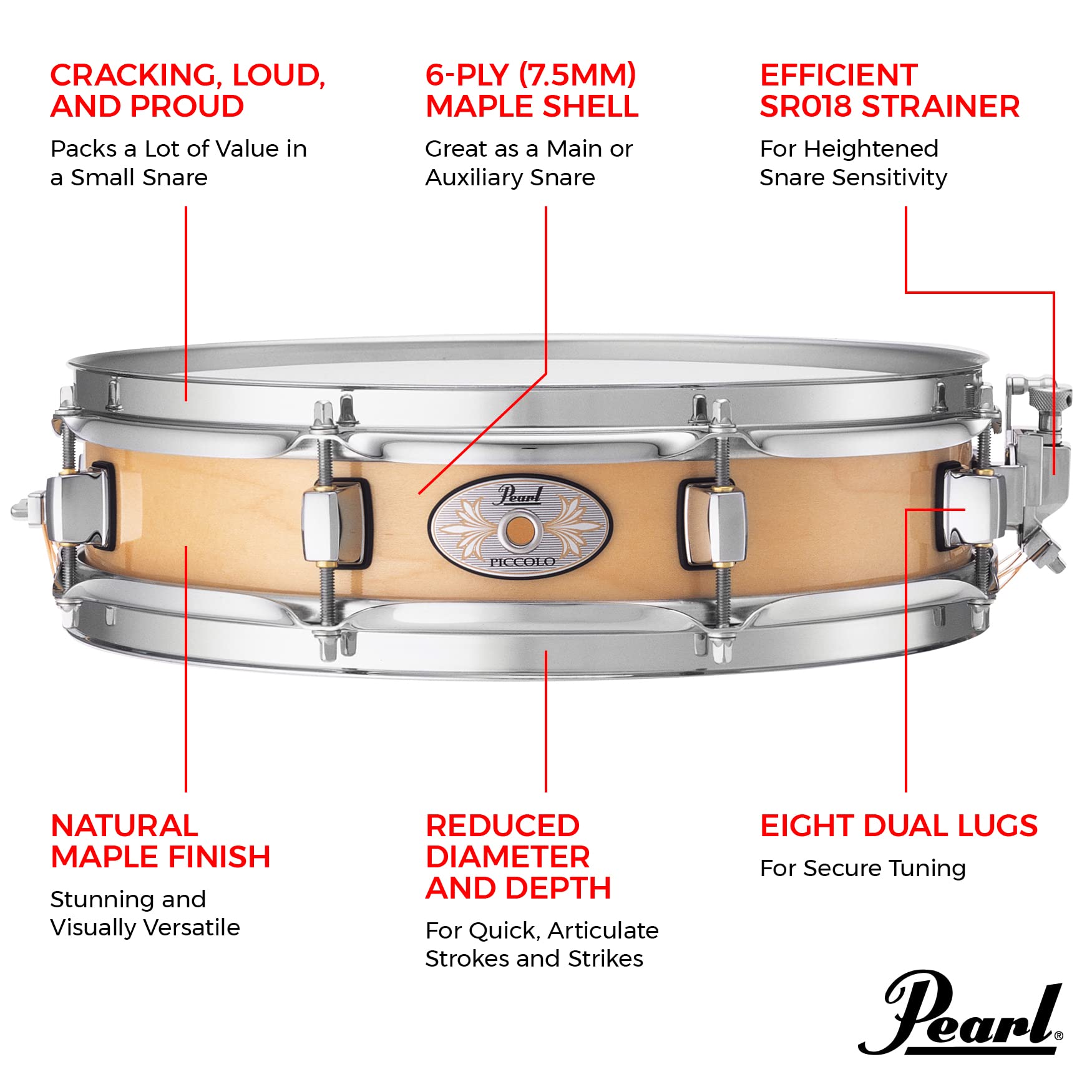 Pearl Snare Drum, Natural, inch (M1330102)