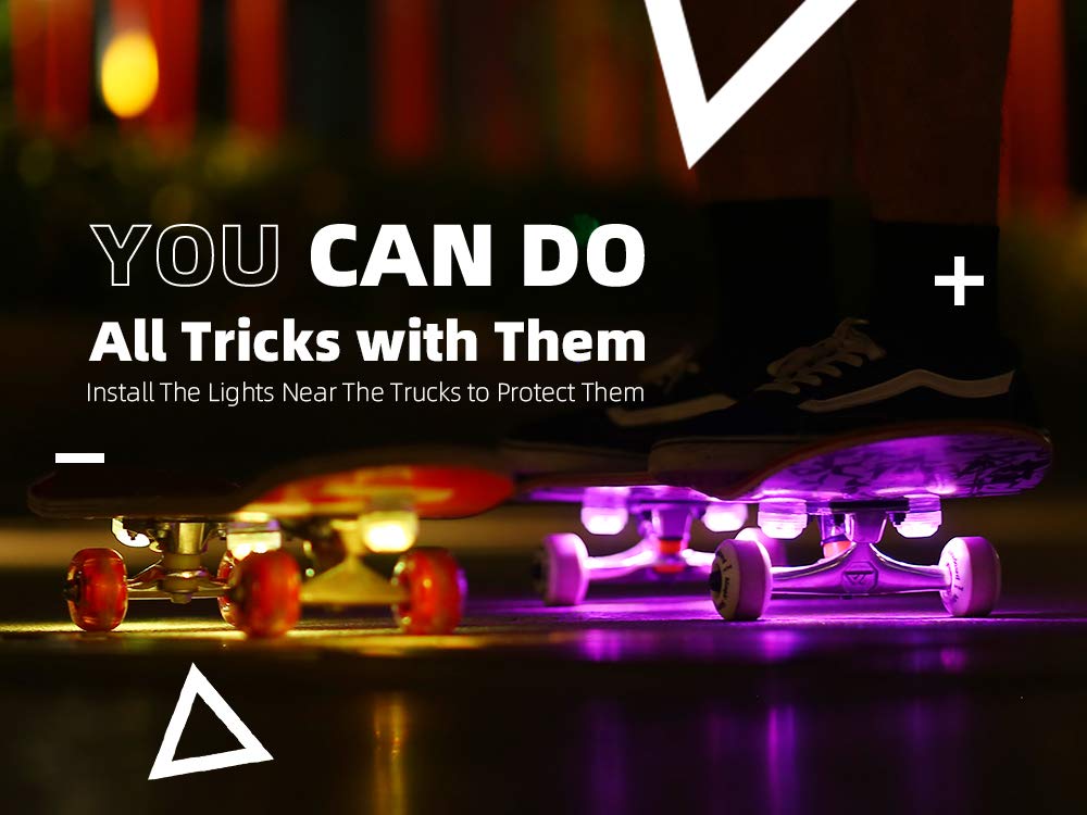 SKATEENA Accessories Lights for Skateboards,Longboards,Scooters,Bike,Long Board,Bicycle-Customize Skate Board LED Light Accessories (4 Flower Lights)