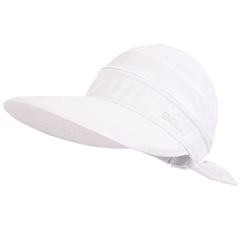 Simplicity Women's UPF 50+ UV Sun Protection Hat, White, Adjustable Visor, Foldable, Lightweight, Breathable, Golf, Beach, Hiking, Travel