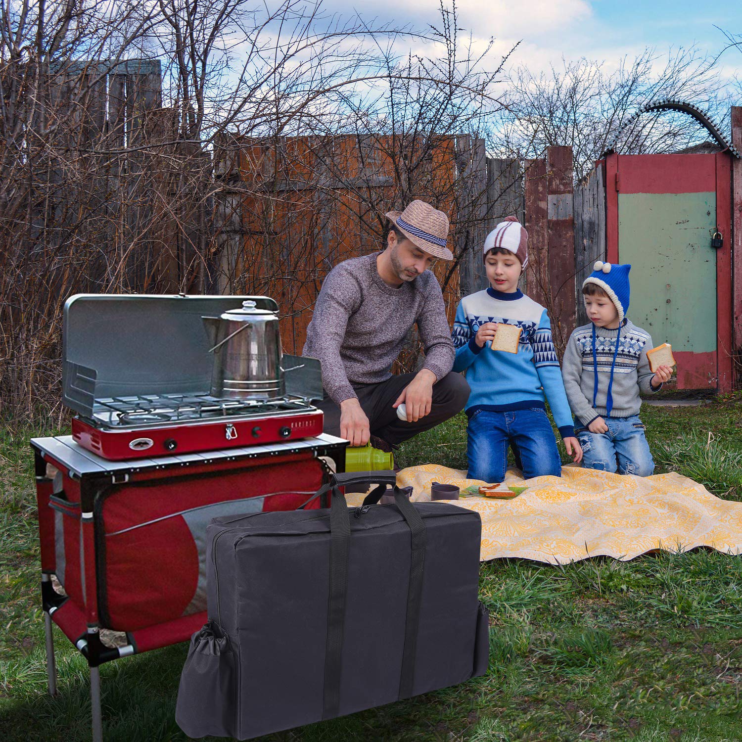 REDCAMP Camp Stove Burner Carry Bag, Stove Carry Case Portable for Camping Stove Gas Grill Accessories, 24"L x 5.1"W x 17.7"H