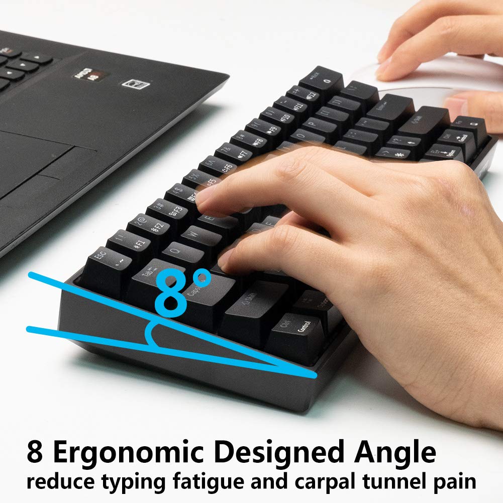 VELOCIFIRE Wireless Bluetooth Mechanical Keyboard, M2 61 Keys Mini 60% Mechanical Gaming Keyboard, RGB Backlit Hot Swappable Gateron Red Switch Black Keyboard