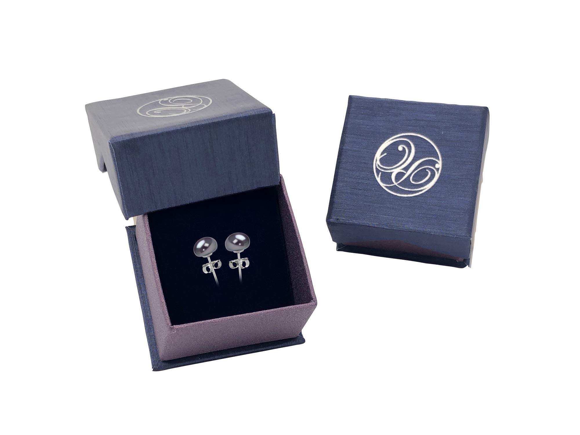 PearlsOnly Black 6.0-7.0mm AA Cultured Freshwater Pearl Earring Set-Sterling-Silver-Posts