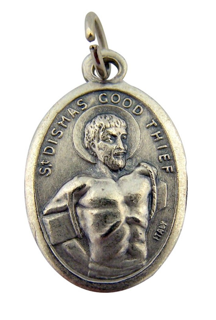 Religious Gifts Silver Tone Saint St Dismas The Good Thief Medal Pendant, 1 Inch