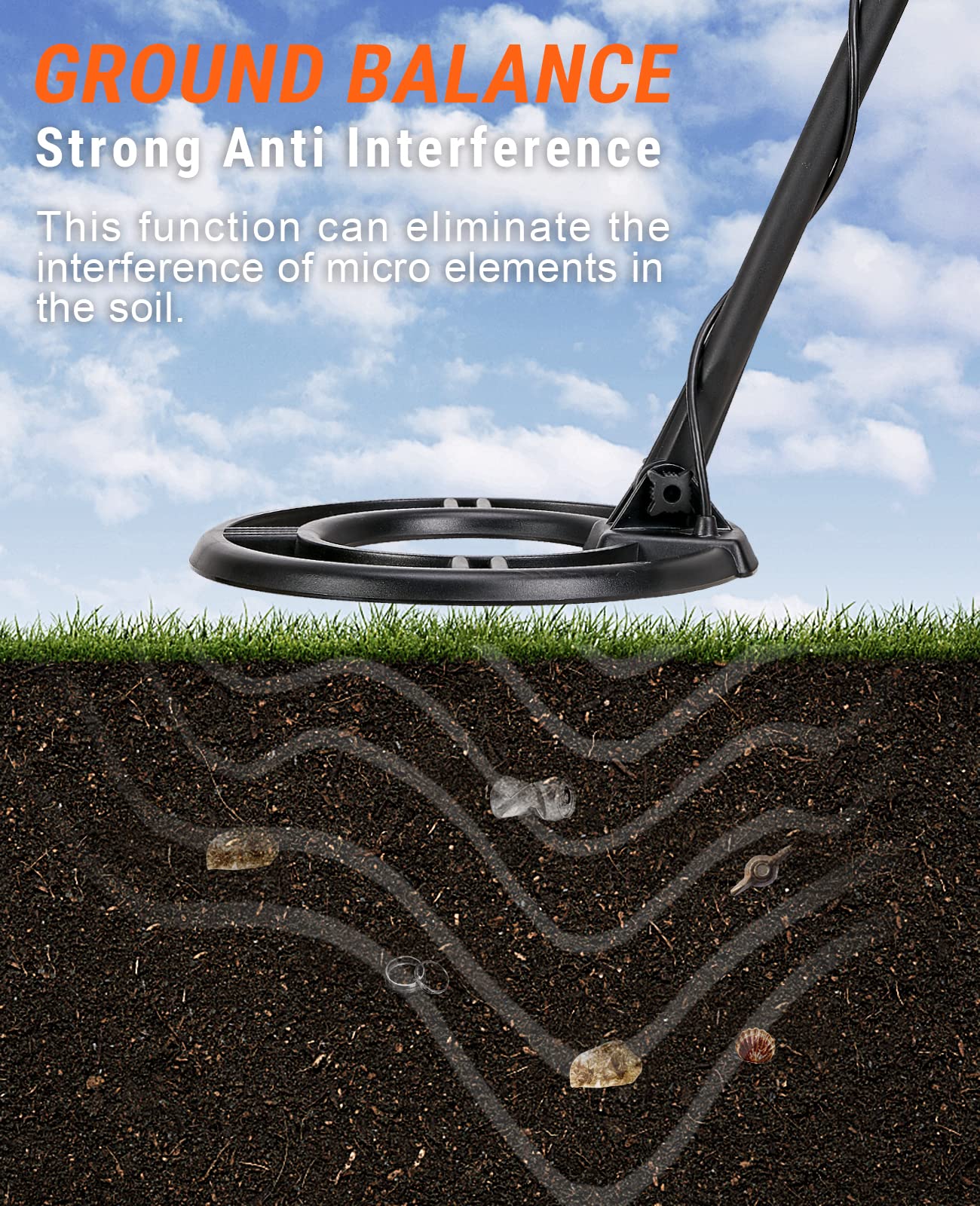SUNPOW Metal Detector for Adults & Kids, High Accuracy Adjustable Metal Detector, Big LCD Display with Backlight, with Pinpoint & All Metal & DISC Mode, 10" IP68 Waterproof Search Coil