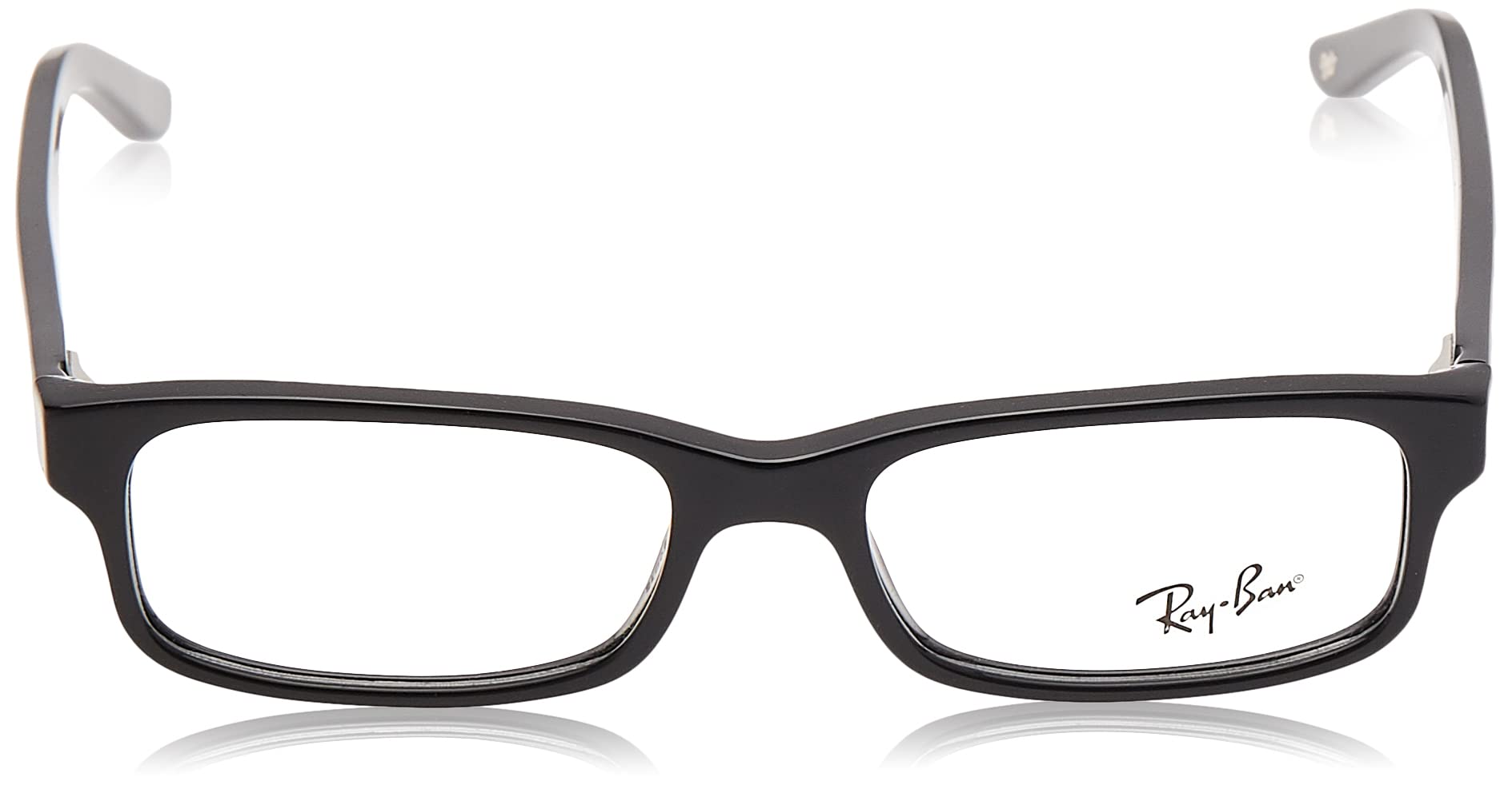 Ray-Ban RX5187 Rectangular Prescription Eyeglass Frames, Black/Demo Lens, 50 mm