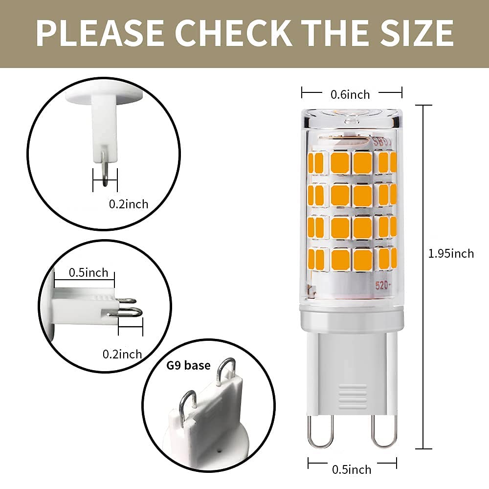 SBOJZM 5 Pack No-Dimmable G9 LED Bulbs 7W 3000k Soft Warm White, 75W Halogen Equivalent, G9 Bi Pin Ceramic Base, T4 Chandelier Light Bulbs 110V-220V No-Flicker 500 Lumen 360°Beam Angle