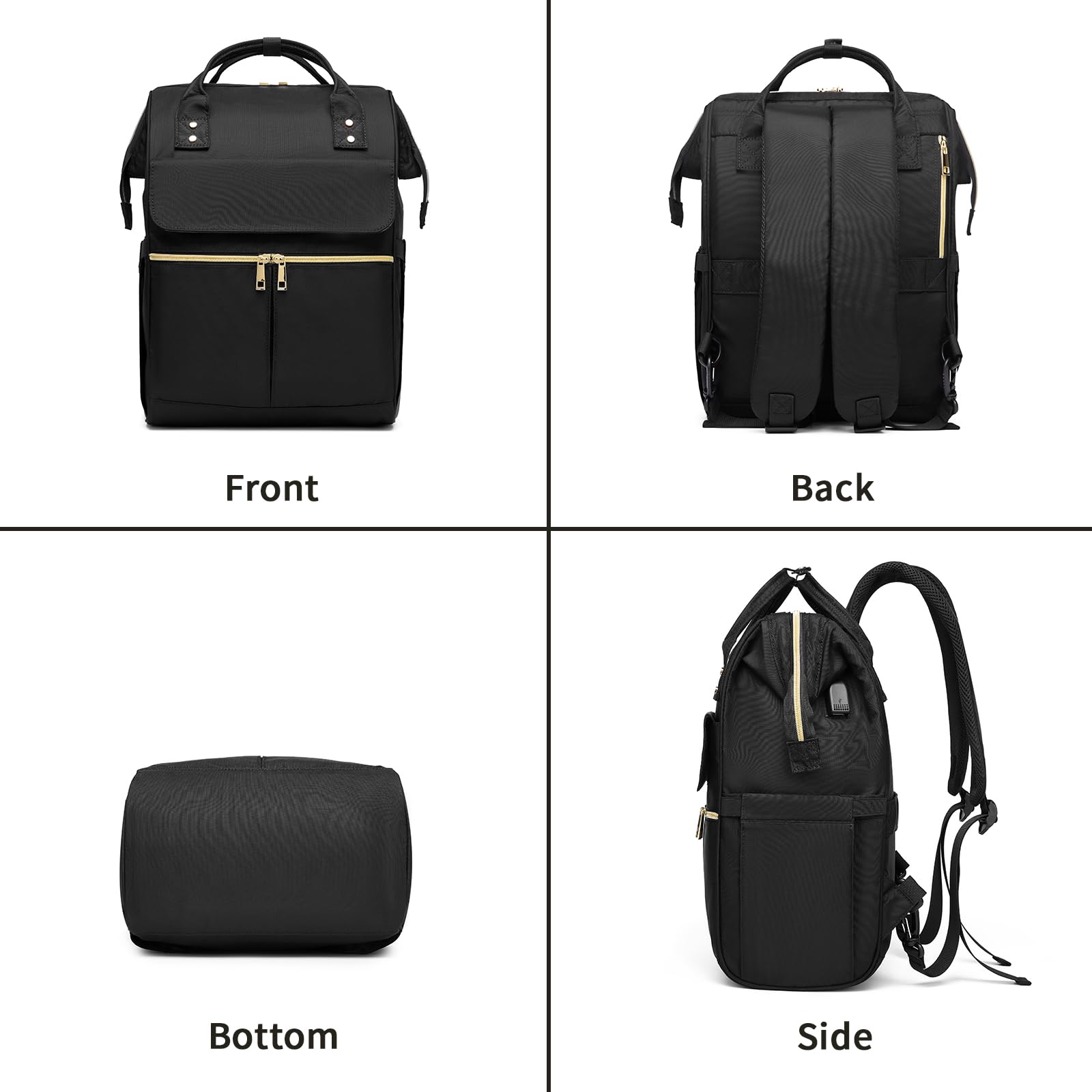 seyfocnia Laptop Backpack for Men,15.6 Inch Computer Bags for Laptops for Men Travel Backpack Purse Nurse Teacher Backpack College Work Bags Waterproof Laptop Backpack for Women with USB Port,Black