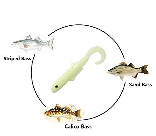 Sanhu 4" Blam Curly Tail Swimbaits Glow 30 Pieces