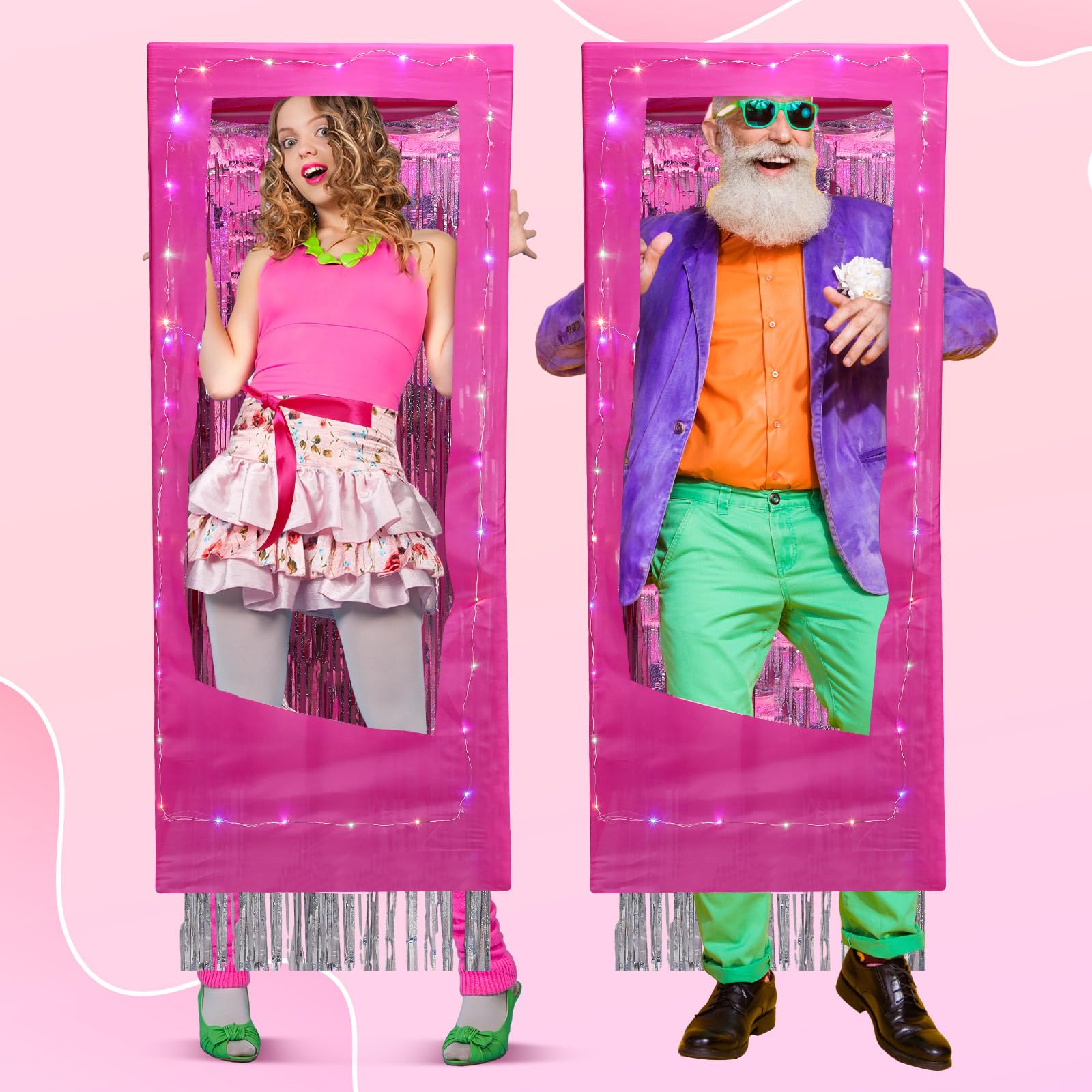 Poen 2 Pcs Adult Women Halloween Costumes Doll Box Accessory for Halloween Parties, Wrinkle and Shrink Resistant Polyester (Pink)
