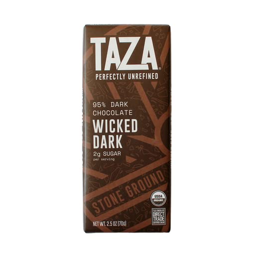Taza Chocolate Organic Amaze Bar 95% Stone Ground, Wicked Dark, 2.5 Ounce (6 Count), Vegan