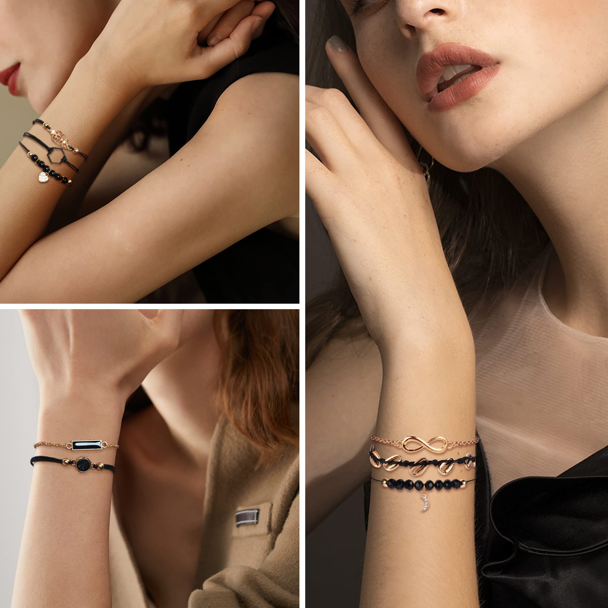 UBGICIG Layered Bracelets For Women 25 PCS Simple Multiple Chain Bracelets Set Dainty Assorted Link Bangle Bracelets Aesthetic Adjustable Jewelry