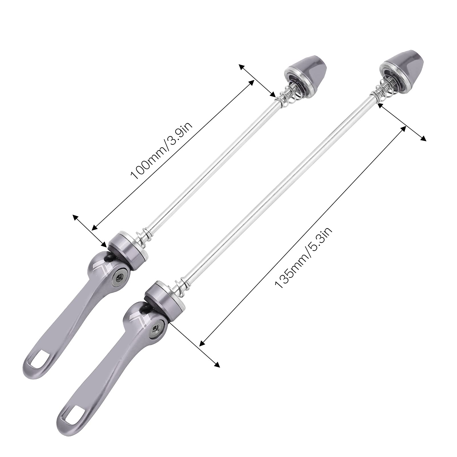 SUNGOOYUE Hub Quick Release Skewer Lever, 1 Pair Aluminum Alloy Bike Axle Quick Release Skewer Levers Front 100mm Rear 135mm Quick Release Axle Skewers for Road Bike