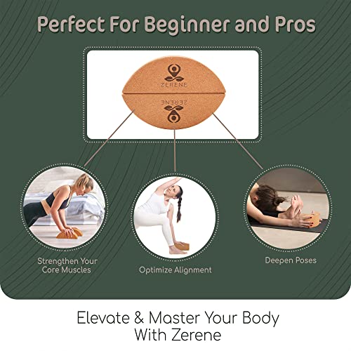 Yoga Blocks (2 Pack with Strap) - Increase Core Strength with our New Half-Round Cork Yoga Block - Yoga Accessories for Beginner and Pros - Includes A Carry Bag and Yoga Strap for Extra Flexibility