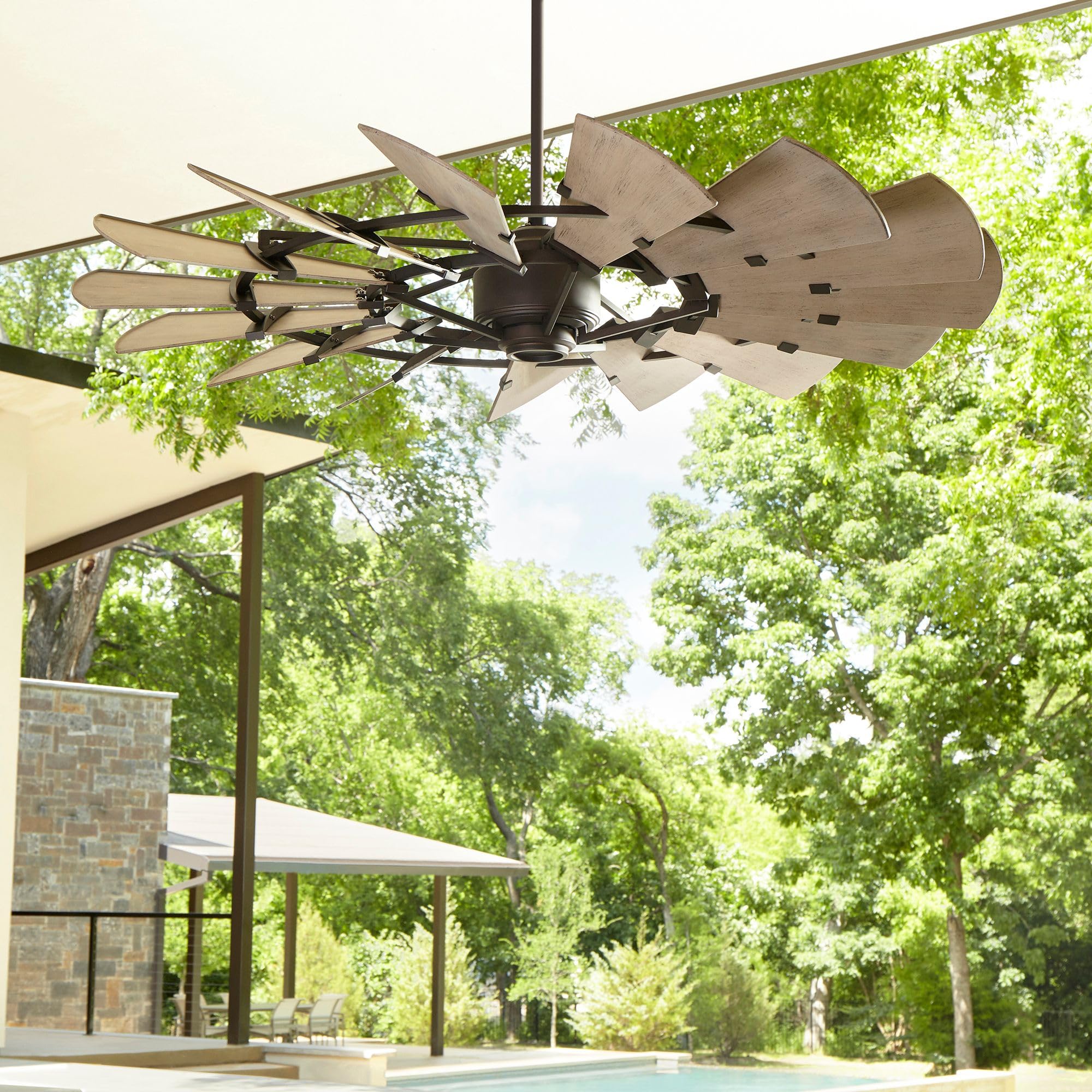 Quorum 97215-86 Indoor Windmill Ceiling Fan in Oiled Bronze with Weathered Oak Blades