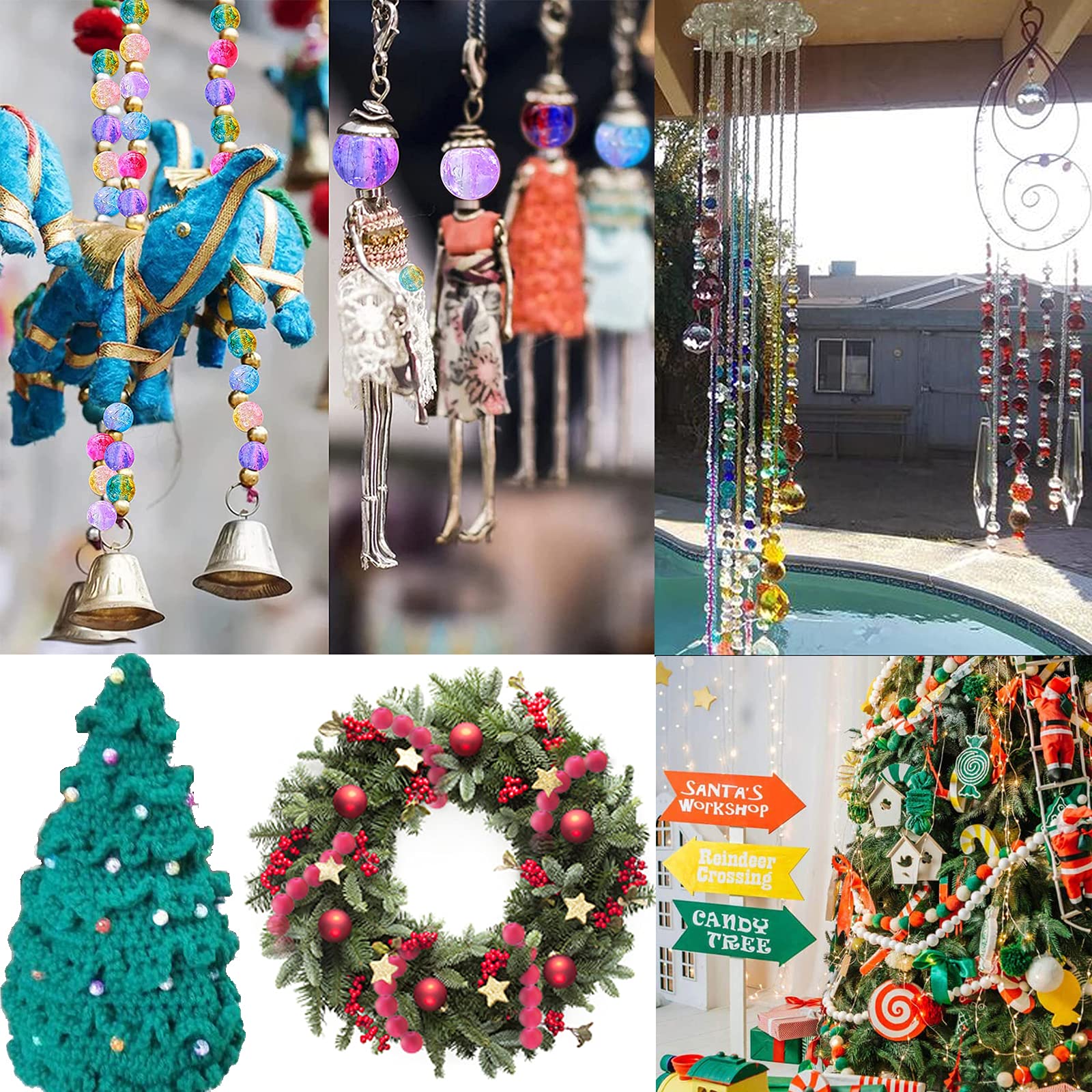 PH PandaHall 200pcs 8mm Glass Crackle Beads, 10 Color Round Beads for Jewelry Making, Bracelet Beads, Christmas Tree Ornament Beading, Mother's Day Gift
