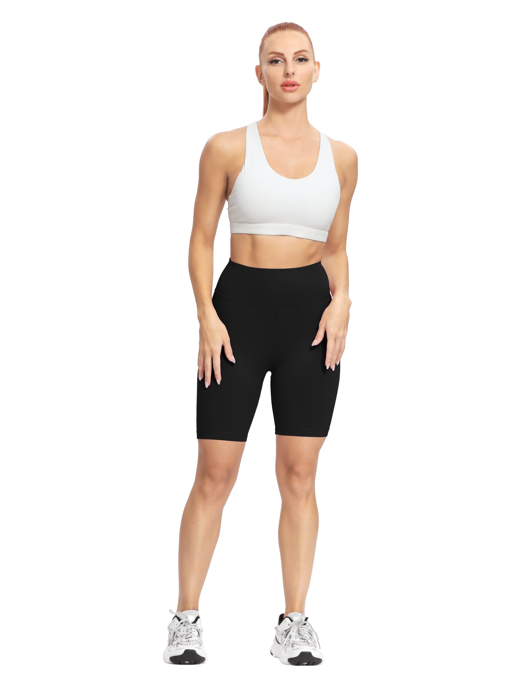 VALANDY Women's High Waist Yoga Shorts Tummy Control Non See -Through Workout Pants 3 Pack
