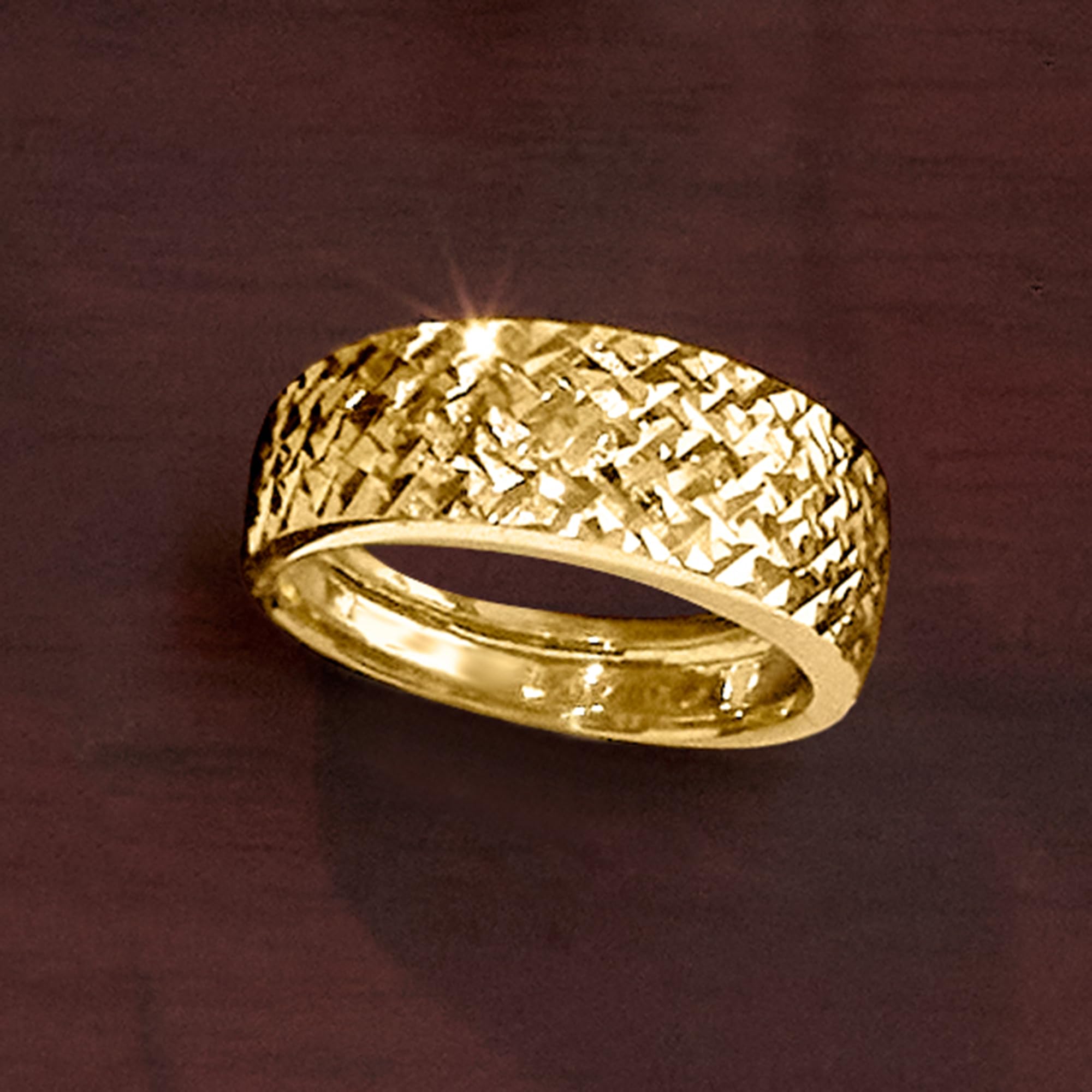 Ross-Simons Italian 14kt Yellow Gold Textured and Polished Ring. Size 7