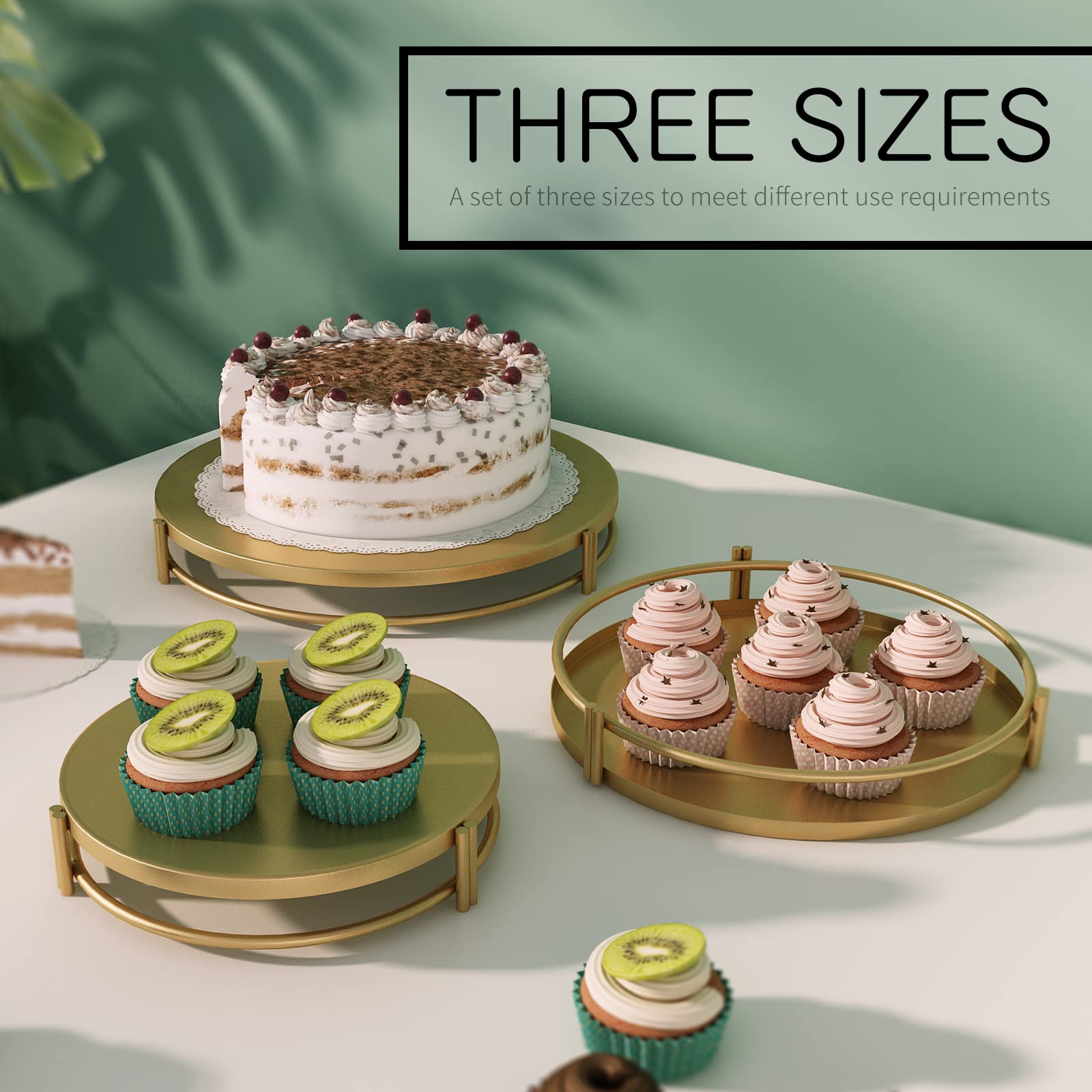 Vivevol Set of 3 Cake Stands, Cake Plate, Dessert Stand, Cupcake Stand for Parties, Home Decorating Stand Dessert Display(8β 10β 12β) Gold
