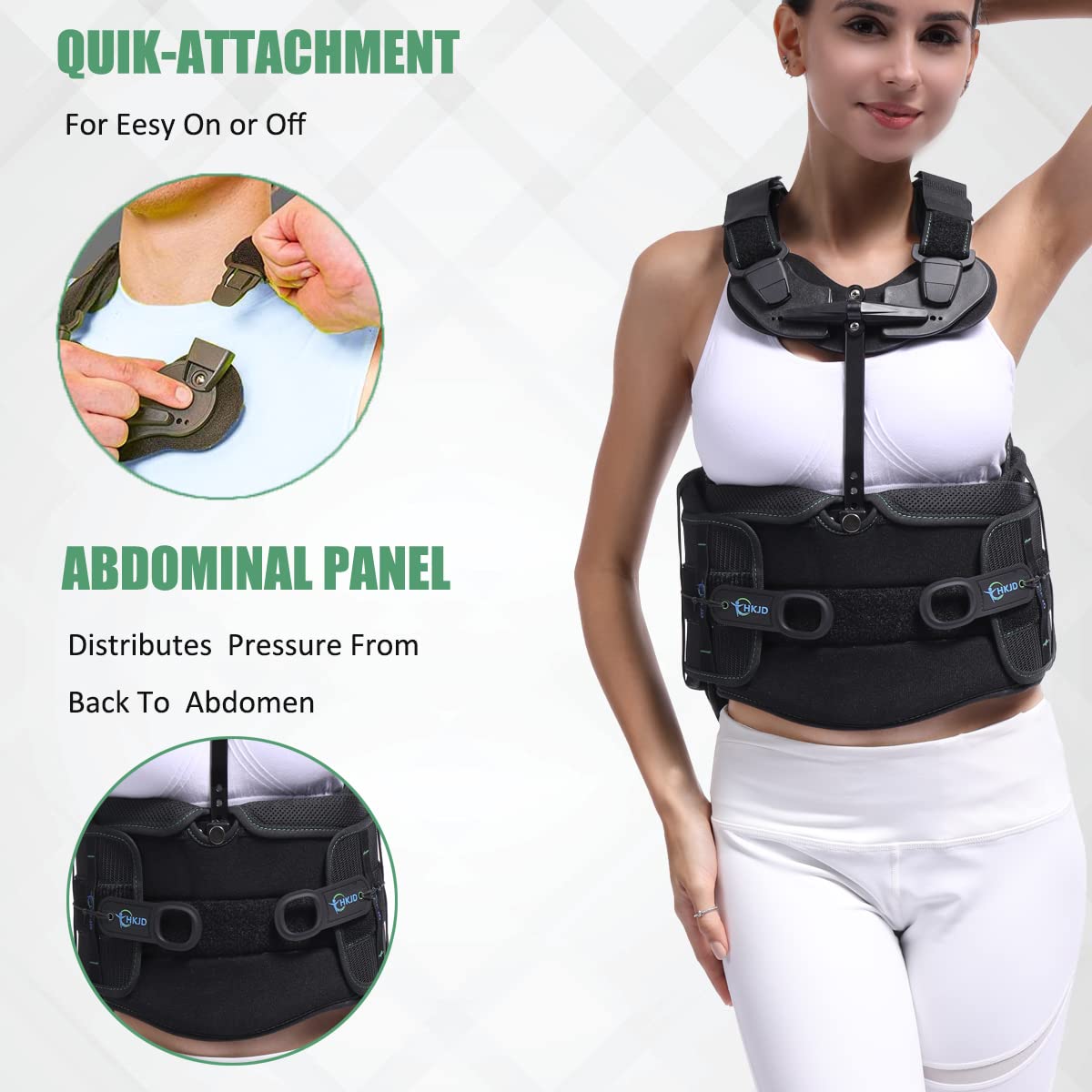 TLSO Thoracic Full Back Brace for Men and Women - Universal Treat Kyphosis, Compression Fractures, Osteoporosis, Upper Spine Injuries, and Pre or Post Surgery with Hard Lumbar Support (X-Large)