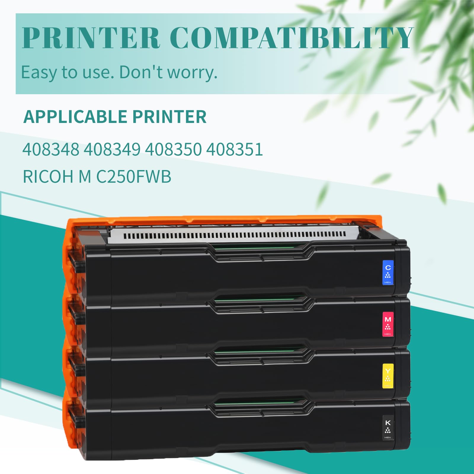 SAIDING Compatible Toner Cartridge Replacement for Ricoh M C250 408348 408349 408350 408351 to Use with M C250FWB Printer (1Black 1Cyan 1Magenta 1Yellow)