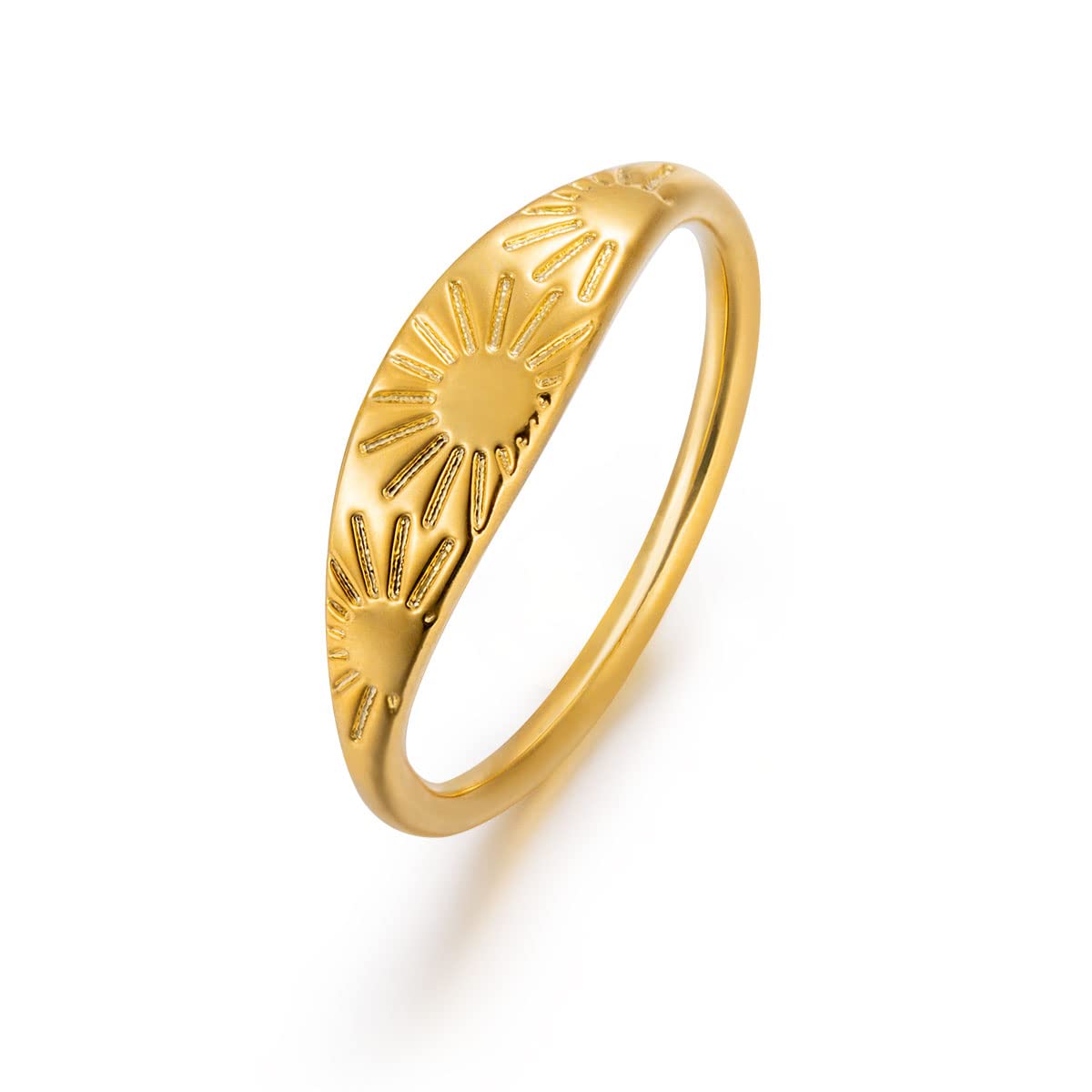 Ugaarsan Sunshine Phase Mini Ring You Are My Sunshine Simple Delicate Stacking Ring Details of Sun Statement Thumb Jewelry for Everyone-GD-08