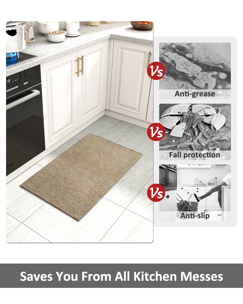 tchdio Kitchen Rug-Rubber Backing Non Skid Kitchen Mats for Floor-Absorbent Quick Dry Washable Kitchen Rugs-Kitchen Runner Rug Kitchen Floor Mats for in Front of Sink Laundry Room Bathroom etc.