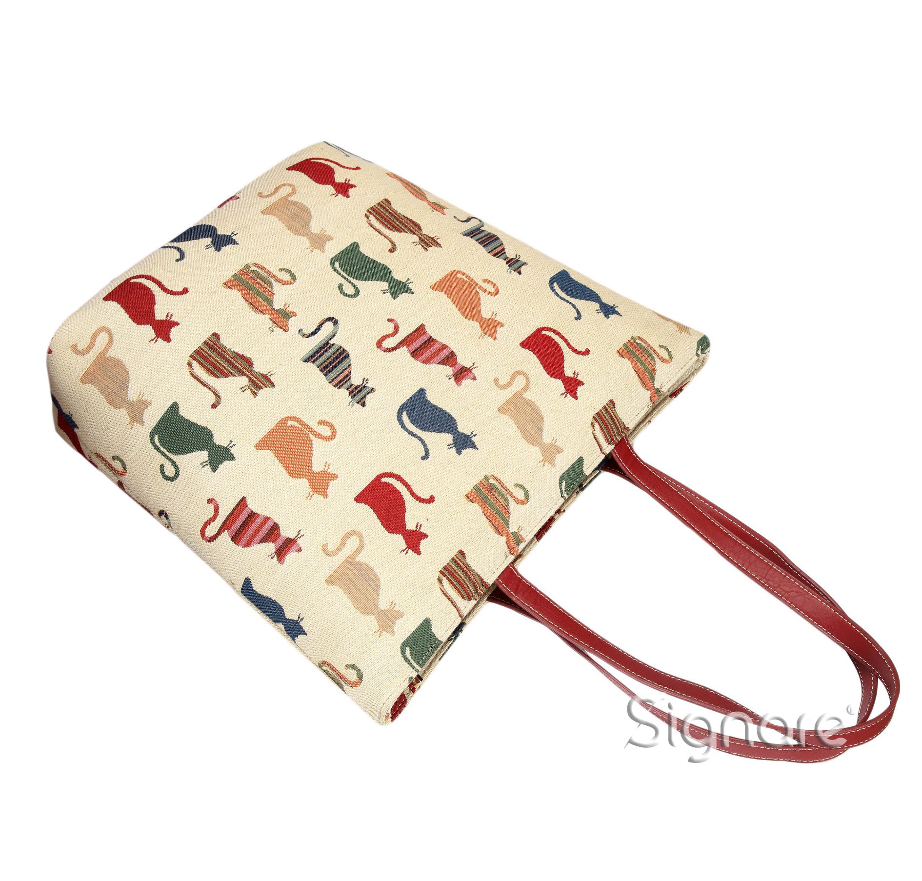 Signare Tapestry Shoulder Bag Tote Bag for Women with Cheeky Cat Design (SHOU-CHEKY)