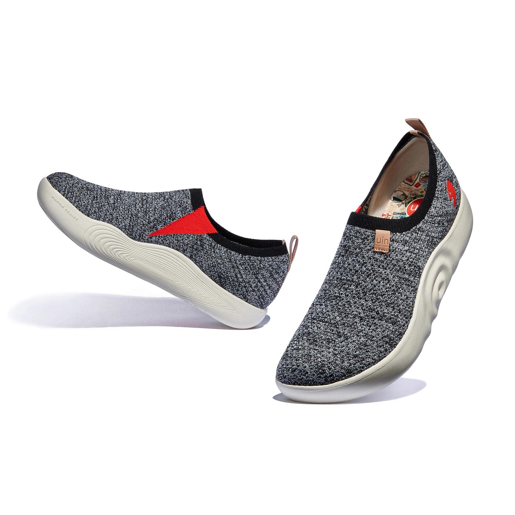 UIN Women's Walking Shoes Art Travel Slip On Casual Lightweight Fashion Sneaker Toledo Ⅹ Bouncing Black (7.5)