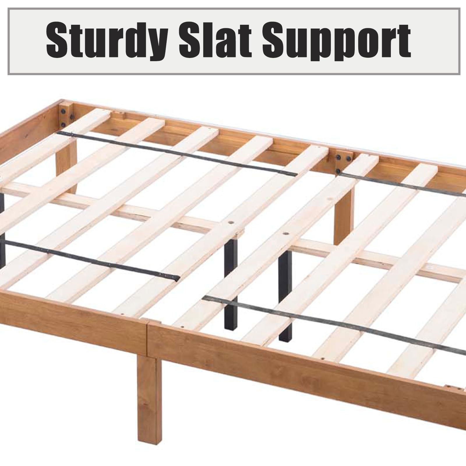 OTRIEK King Bed Frame, Wood Platform Bed Frame with Strong Wood Slat Support, No Box Spring Needed for Teens Adults Bedroom, Noise Free/Easy to Install (King)