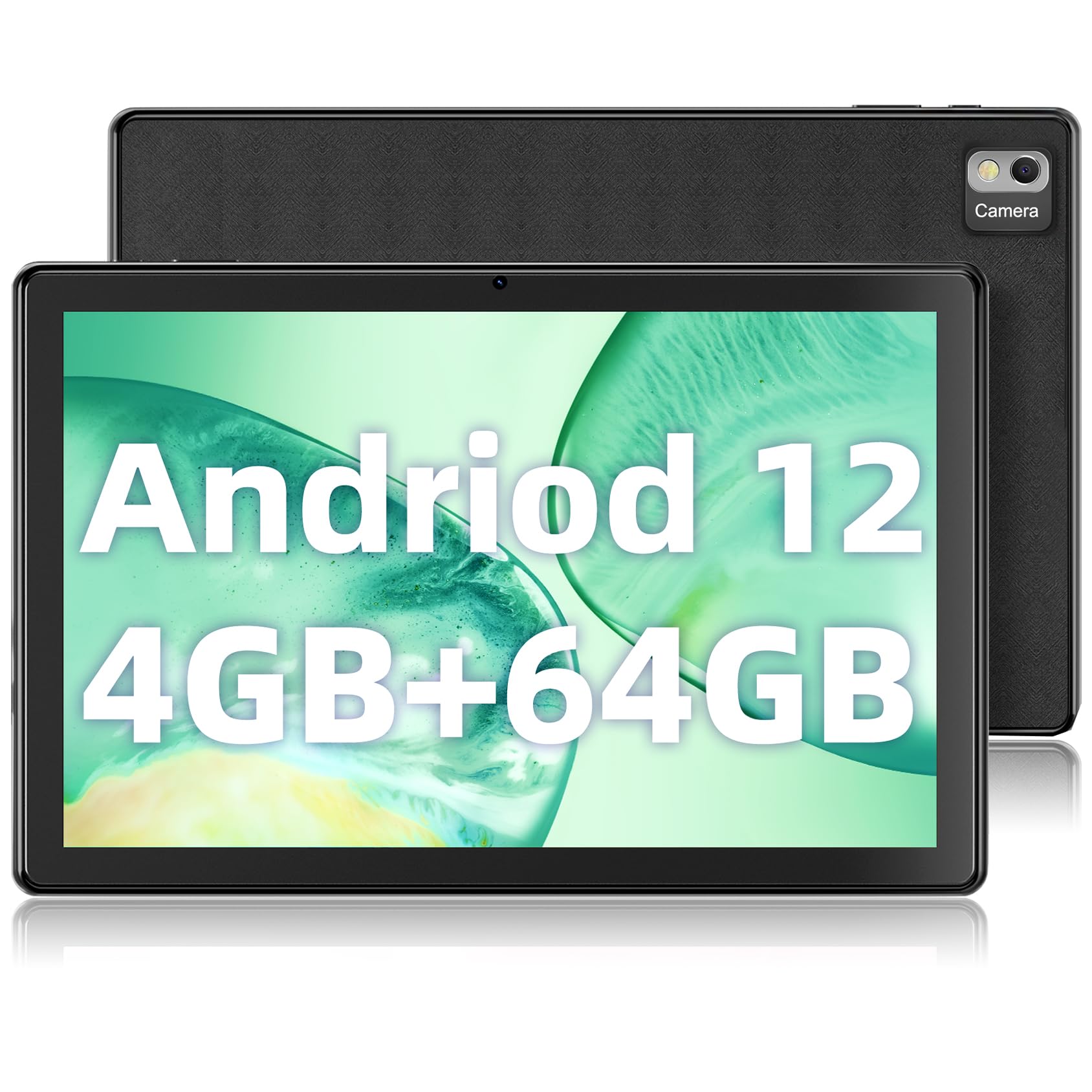 SGIN 10 Inch Tablet, Android 12 Tablet with 4GB RAM 64GB ROM, 1280 * 800 IPS Screen, Octa-Core 2.0GHz Processor, WiFi Bluetooth 5.0, 2MP+5MP Dual Camera, GPS, 6000mAh, 256GB Expansion(Black)