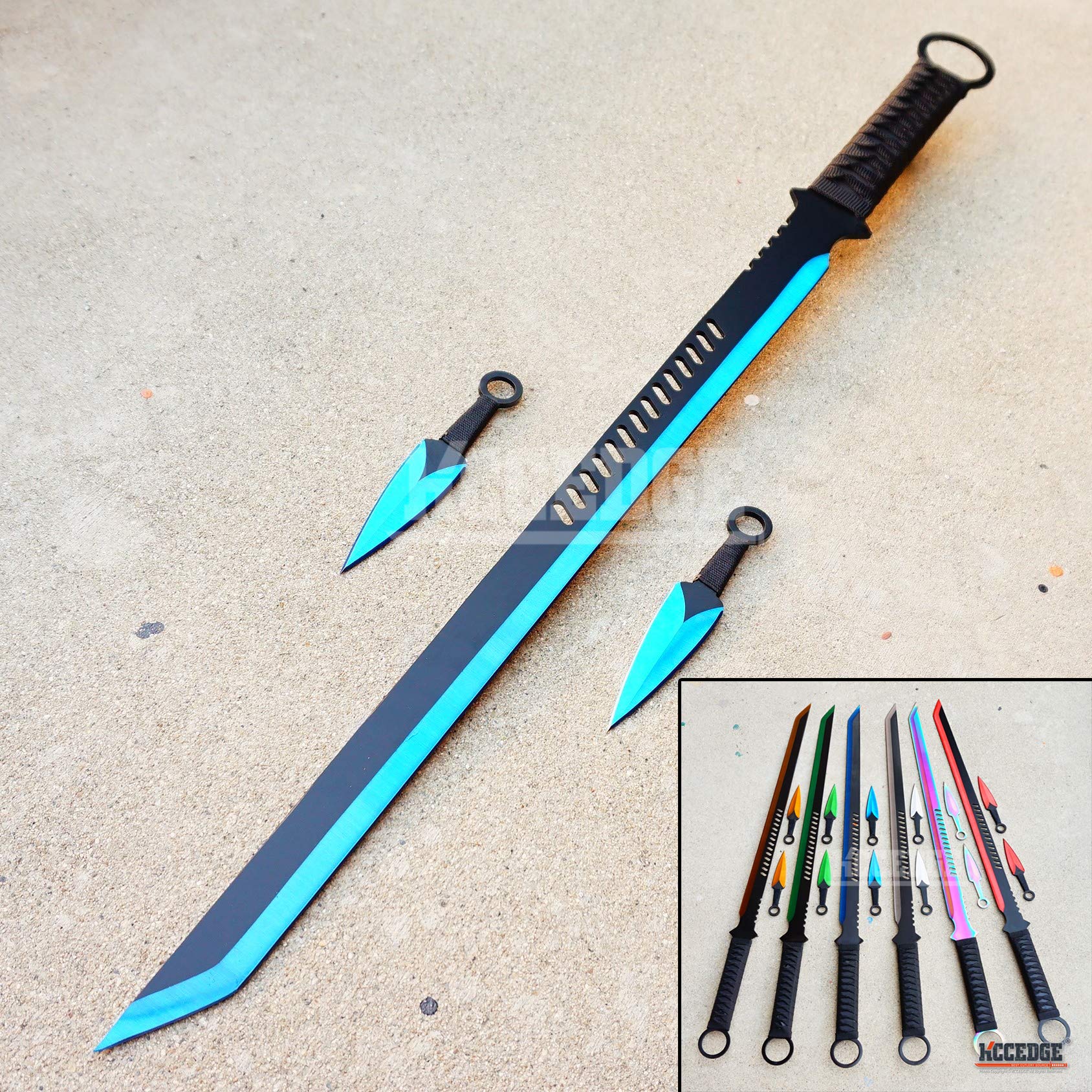 Tactical Knife Survival Knife Hunting Knife Full Tang Fixed Short Sword Blade Knife Razor Sharp Edge Camping Accessories Camping Gear Survival Kit Survival Gear Tactical Gear 53934 (Black / Blue)