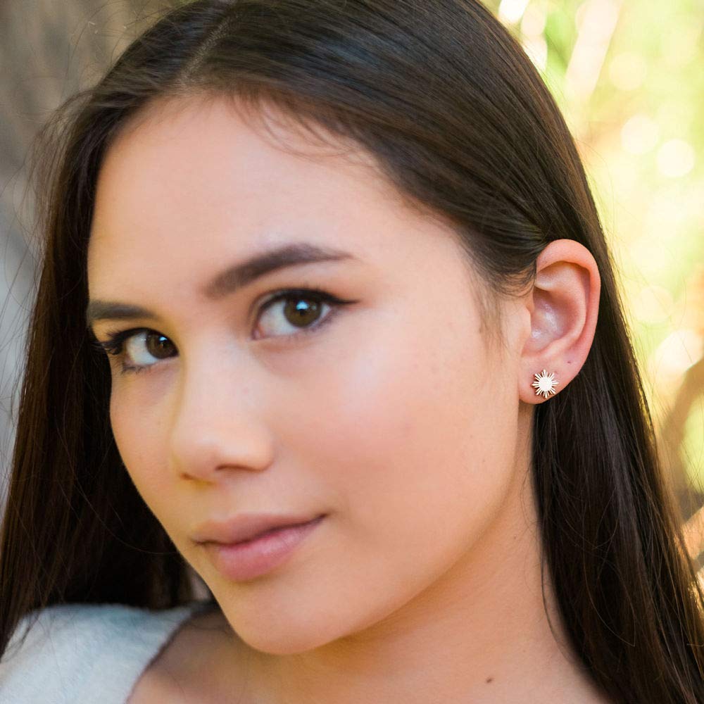 Philippine Flag Sun earrings, Filipino pride studs, Pinoy heritage jewelry (Gold)