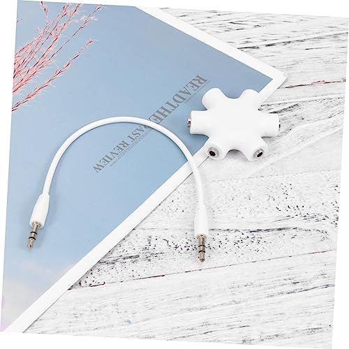 SECFOU 5 Headphones Adapter Headphones Splitter Headset Splitter Headphone Splitter Headphone Jack Splitter Earphone Splitter Headphone Adapter Connector Dispenser Pearlescent Blush White