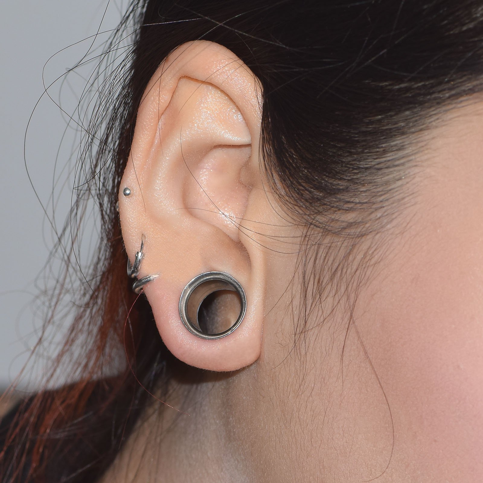 Qmcandy 4 Pairs Stainless Steel Double Twin Flare Flesh Tunnel Ear Plug Gauges 5/8 inch