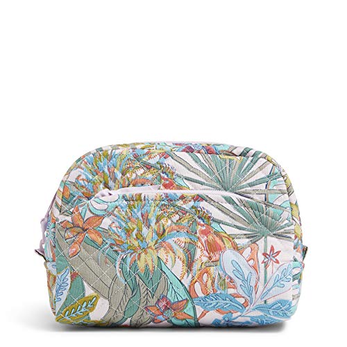 Vera Bradley Women's Cotton Medium Cosmetic Makeup Organizer Bag, Rain Forest Canopy - Recycled Cotton, One Size
