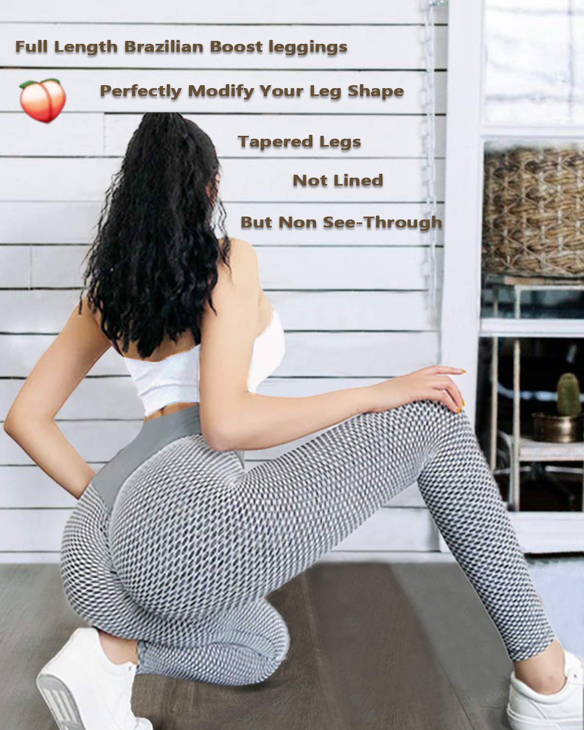 Retro Gong Women Butt Lift Leggings High Waisted Tummy Control Yoga Pants Scrunch Booty Leggings Grey