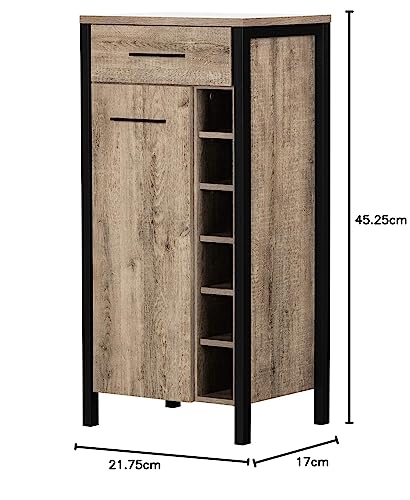 South Shore Munich Bar Cabinet with Storage-Weathered Oak and Matte Black