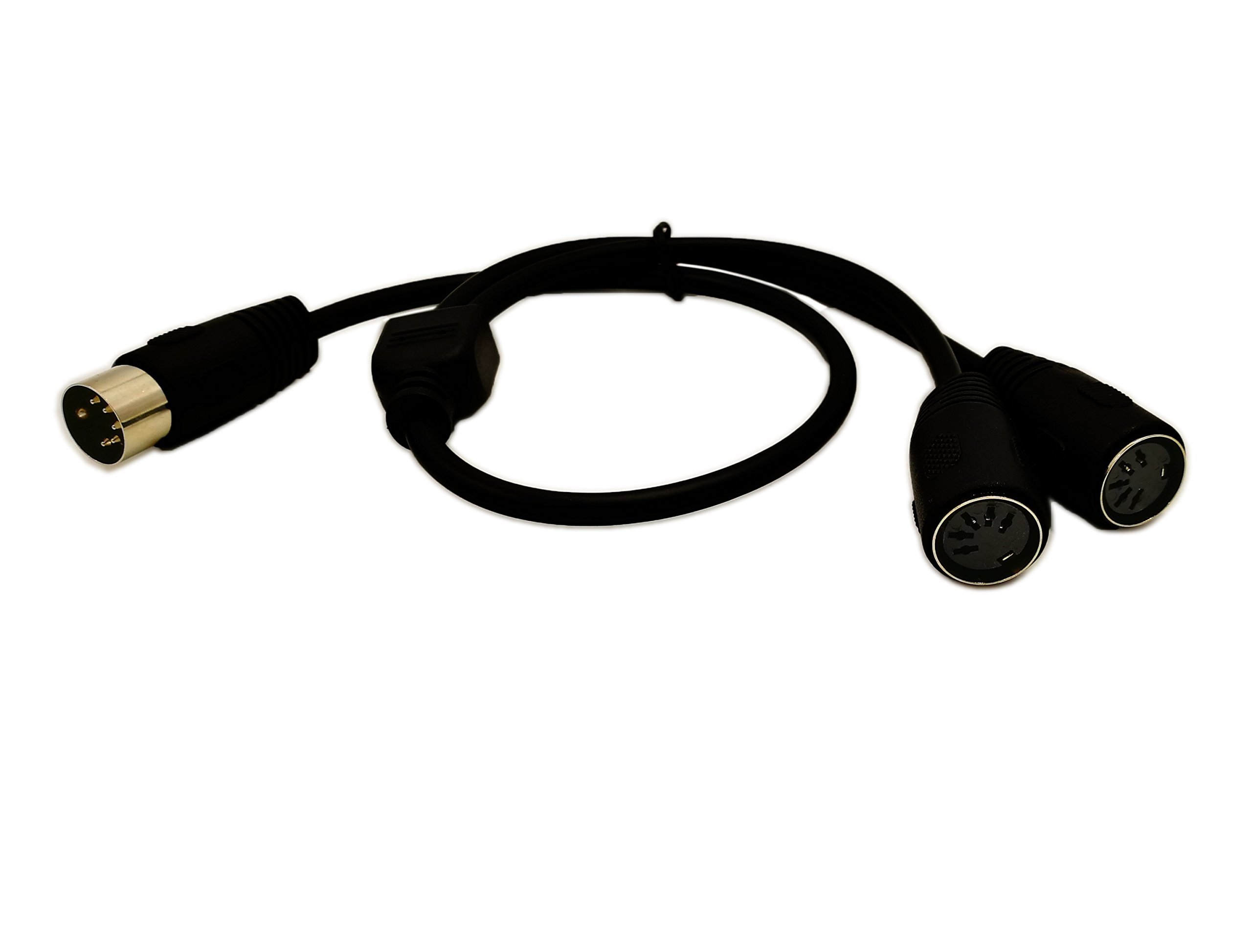SinLoon DIN 5-Pin Splitter Y Adapter MIDI Cable, MIDI 5 Pin Male to Dual 2 x DIN-5 Female Extension Audio Cable (D5P M-2F,0.5meter)