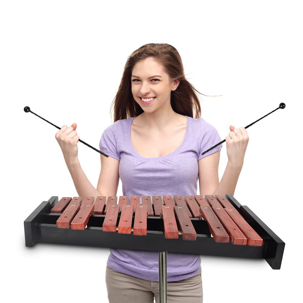TNZMART 25 Note Xylophone Wooden Glockenspiel Xylophone with Mallet Professional Percussion Instrument (Xylophone with stand)