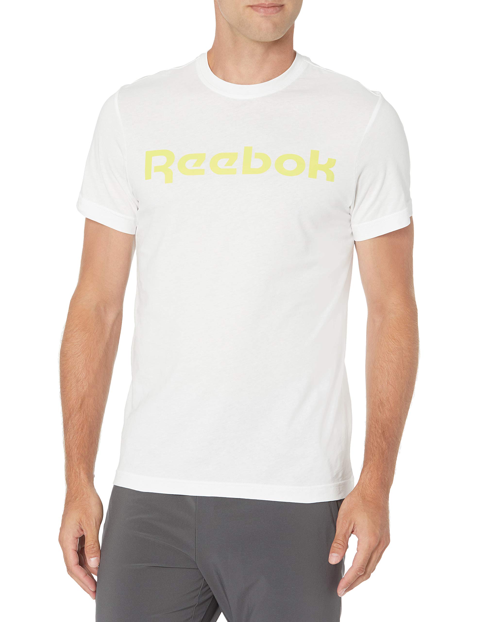 Reebok Gs Linear Read Tee, White/Hero Yellow, S