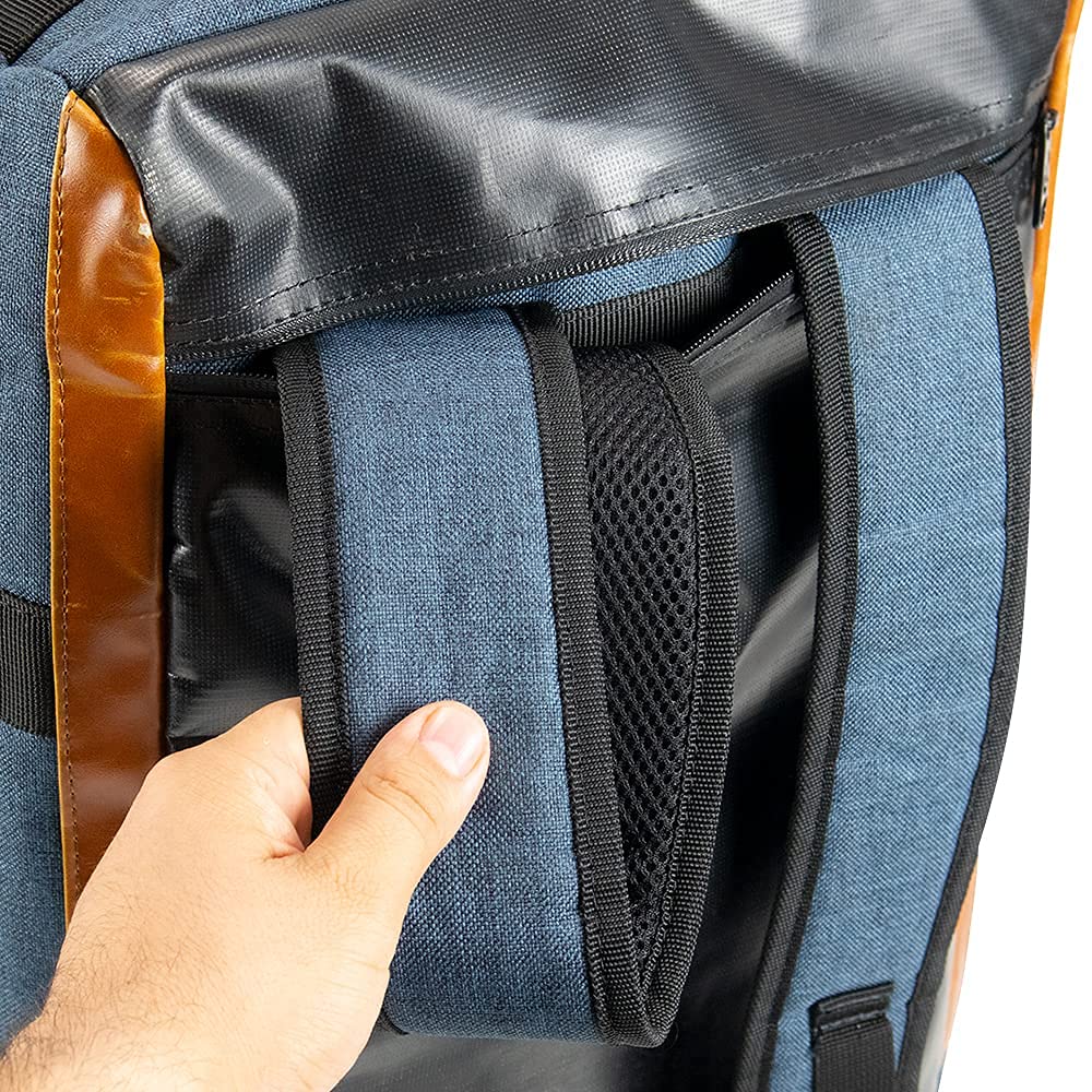 Skunk Hybrid Backpack/Duffle Navy Denim - Smell Proof - Weather Resistant- With Combo Lock US PATENT NUMBER D819327