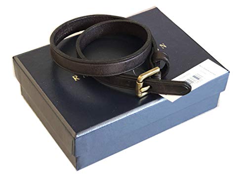 Ralph Lauren Polo Vintage Mens Double Wrap Leather Buckle Bracelet Brown Brass Gift Box
