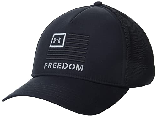 Under Armour Men's Freedom Trucker Hat , (001) Black / Black / Steel, One Size Fits All