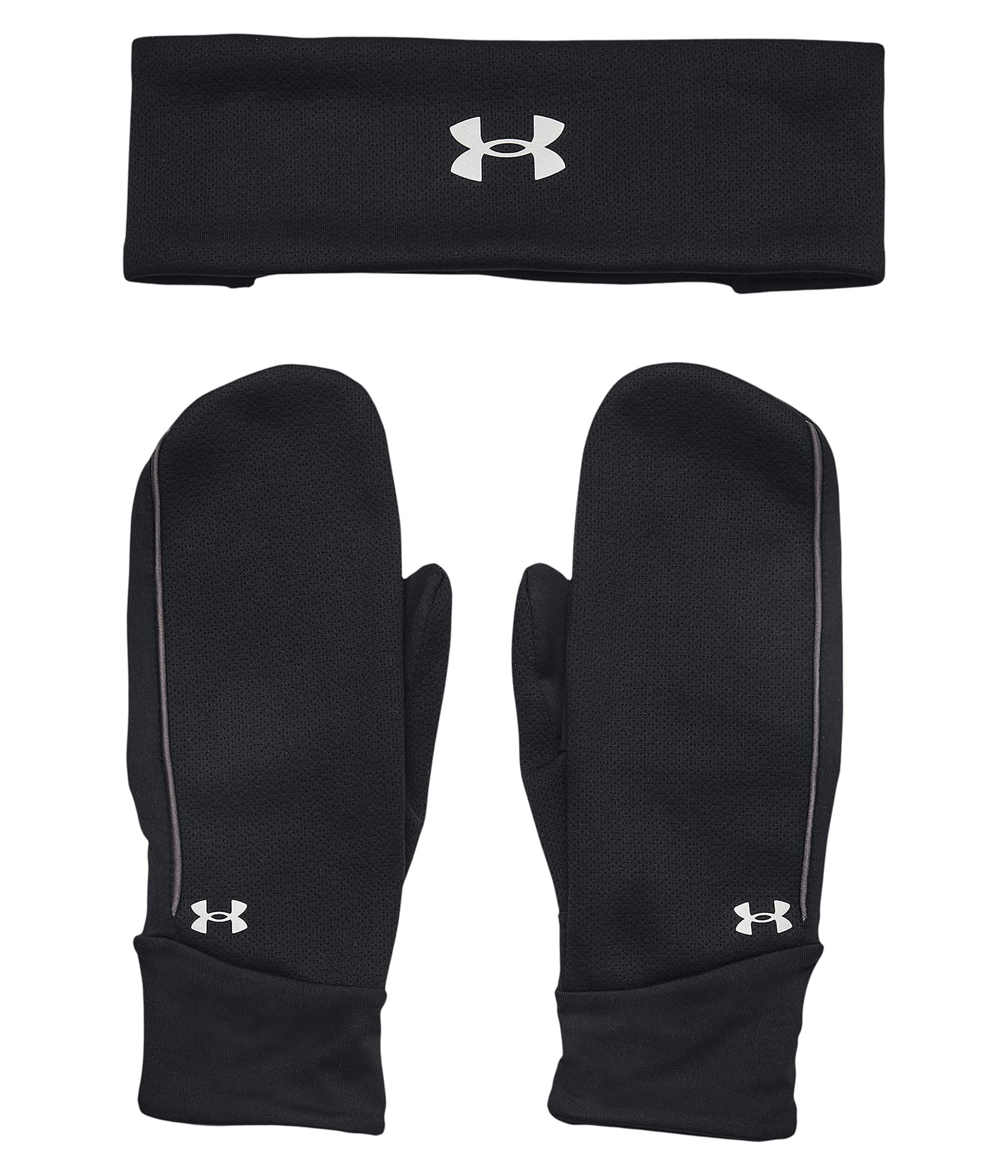 Under Armour Women's Headband & Mittens Set, (001) Black/Jet Gray/Reflective, Large/X-Large
