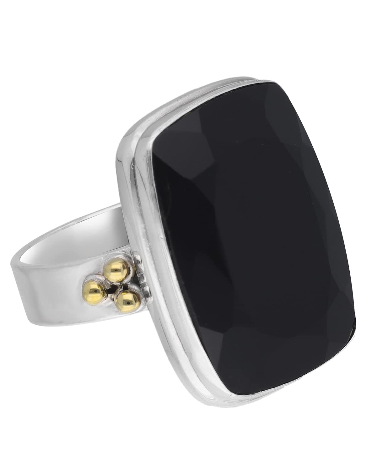 YoTreasure Labradorite Statement Ring Solid 925 Sterling Silver with Brass Accents