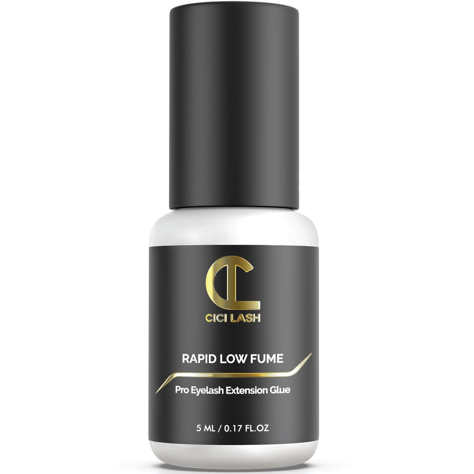 Rapid Low Fume Eyelash Extension Glue for Professionals - Maximum 8 Week Retention / 1 Second Drying Time Semi Permanent Individual/Volume Lash Extension Glue with Deep Black Color - Latex Free 5ml