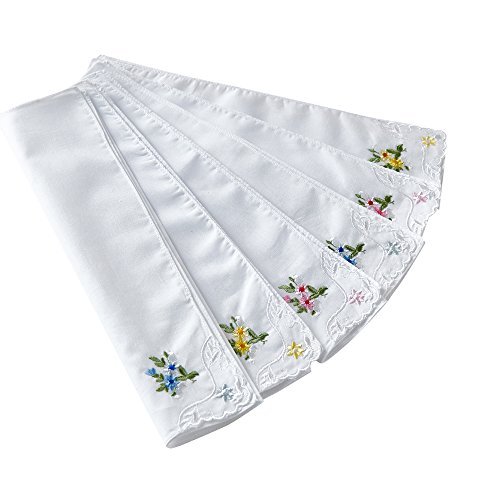 RDS HANKYTEX Cotton Embroidery Ladies' Handkerchiefs Lace Set of 6