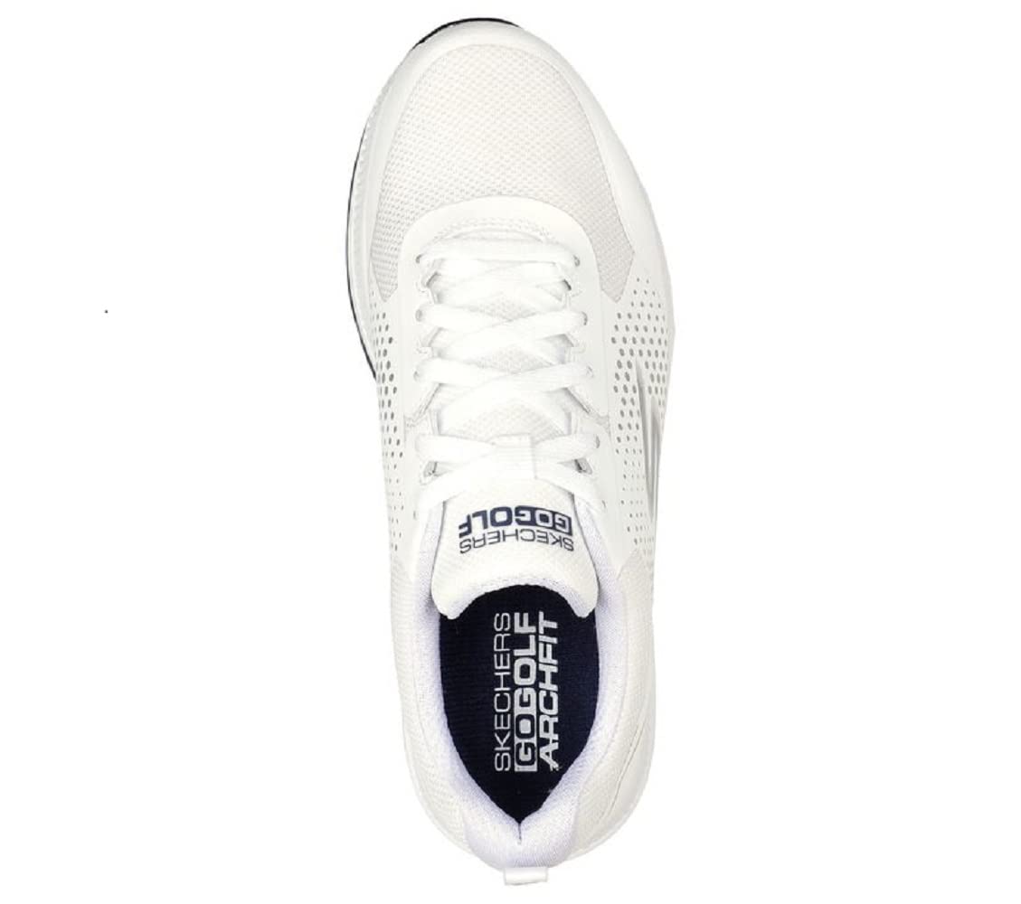 Skechers Women's Go Elite 5 Arch Fit Waterproof Golf Shoe Sneaker, White/Navy Sport, 6