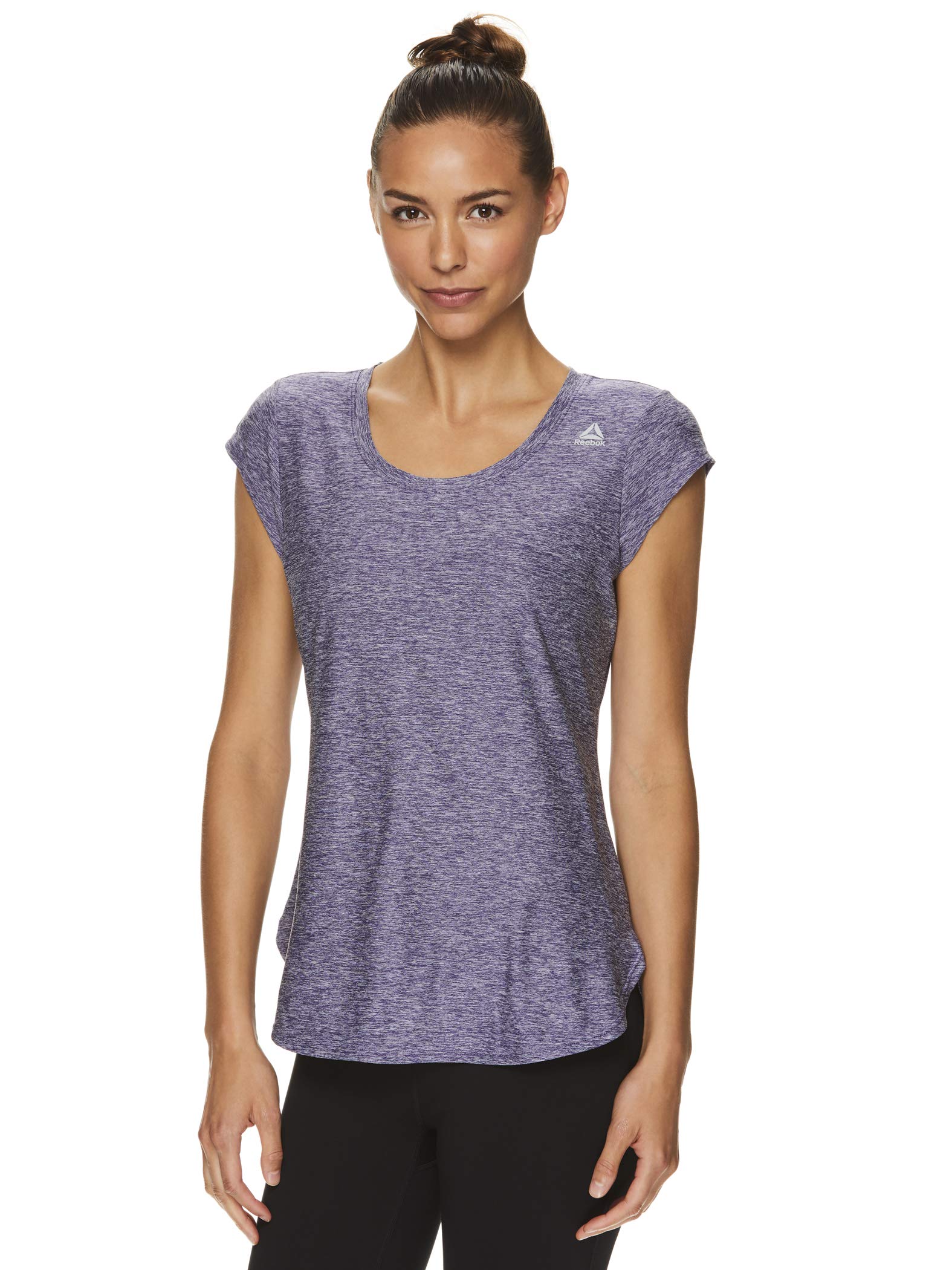 Reebok Women's Legend Running & Gym T-Shirt - Performance Short Sleeve Workout Clothes for Women - Midnight Ink Purple Heather, Small